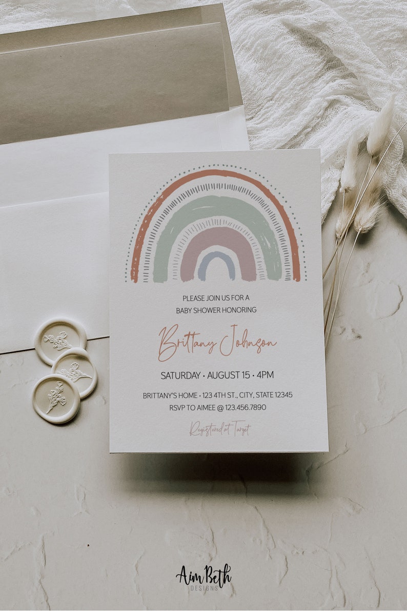 Rainbow Gender Neutral Invitation Gender Neutral Shower - Etsy