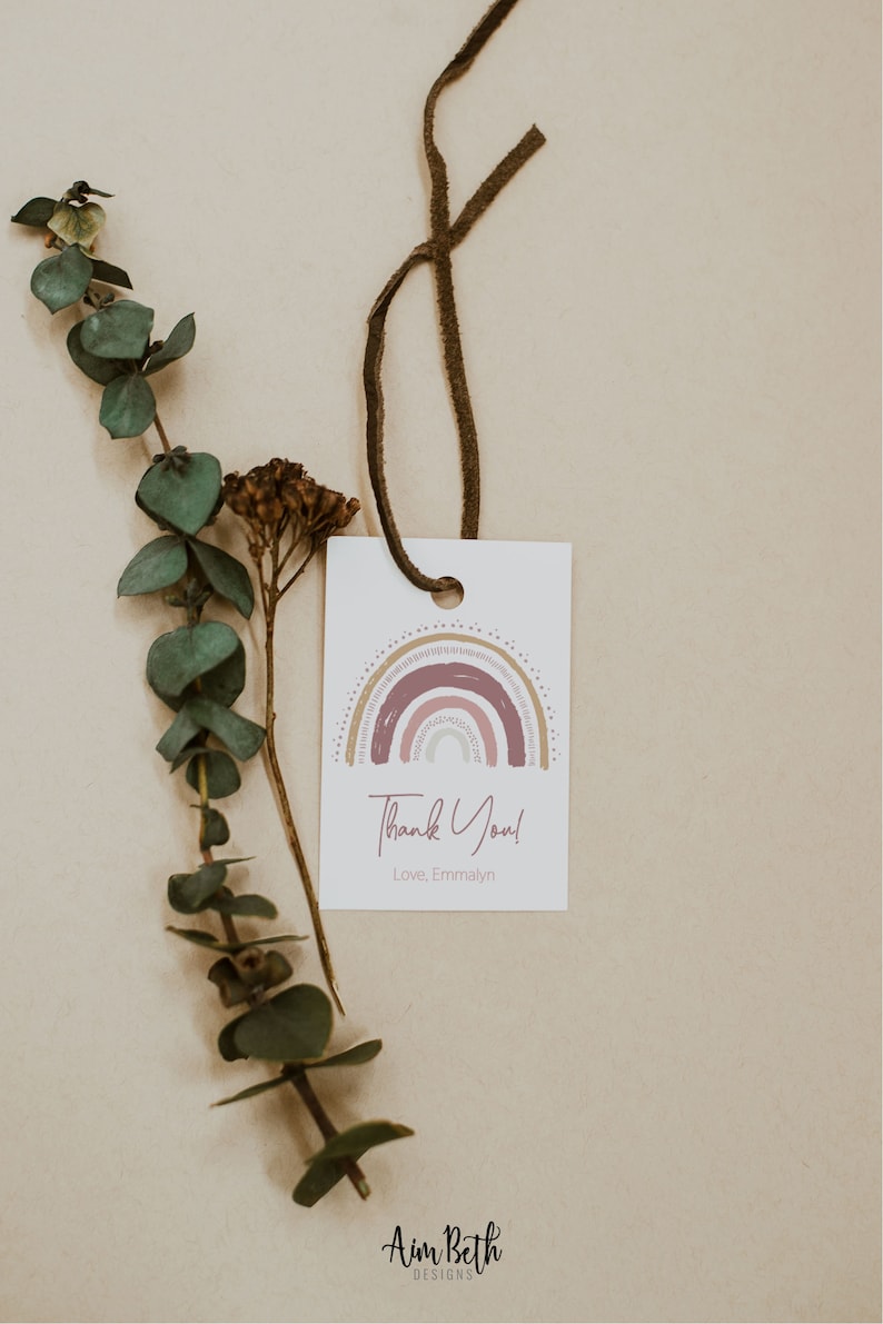 Boho Rainbow Favor Tags Muted Rainbow Birthday Party Tags - Etsy