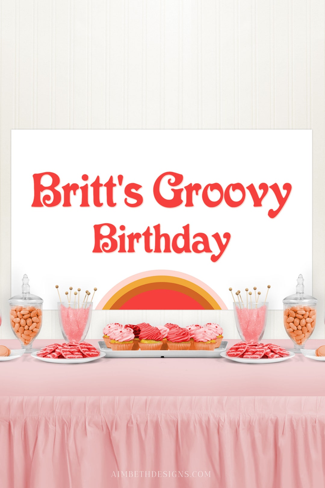 Groovy Birthday Backdrop, Groovy One Birthday Backdrop, Retro Birthday ...