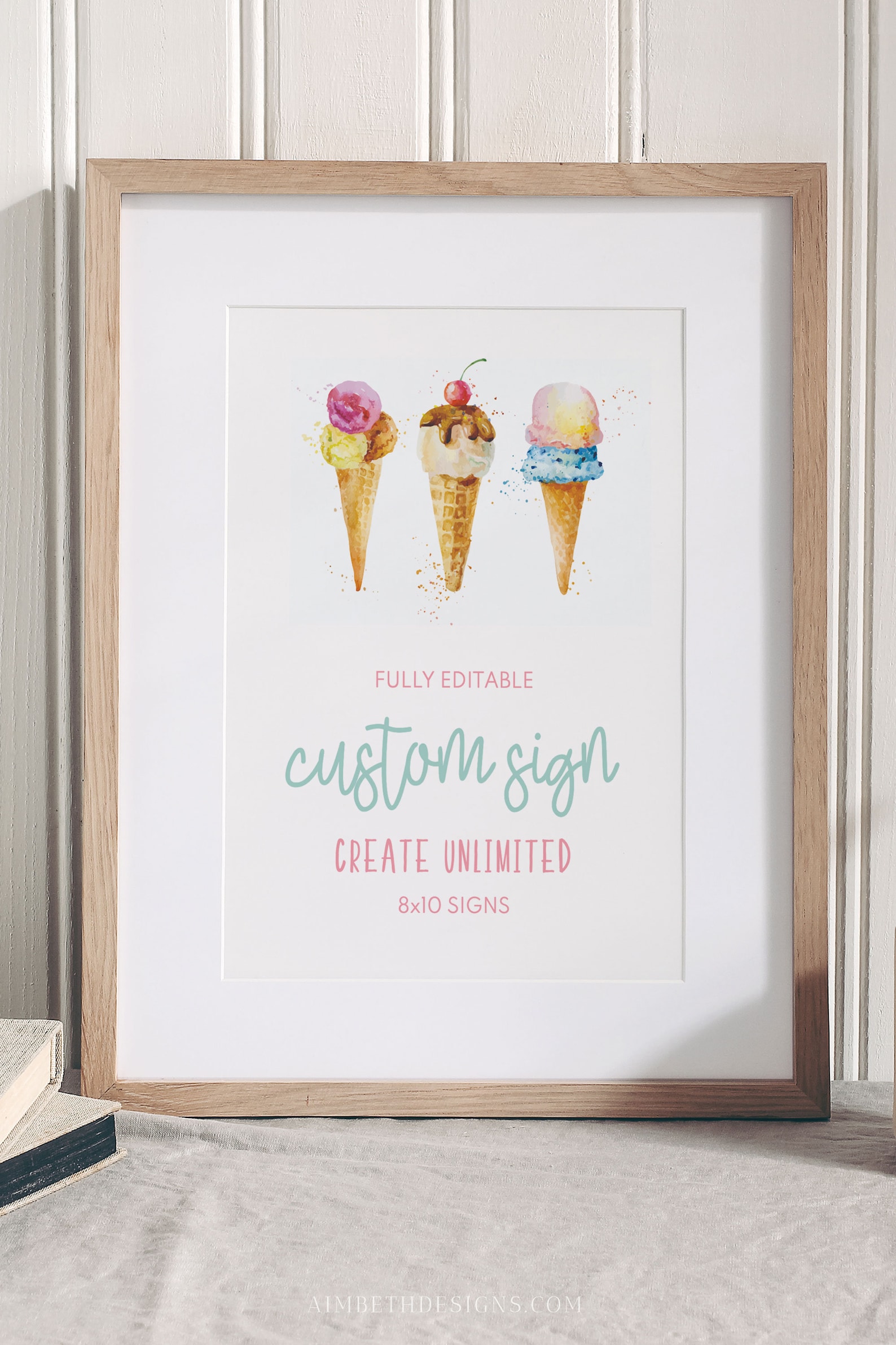 Printable Ice Cream Sign Ice Cream Party Custom Sign 8x10 | Etsy