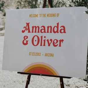 Retro Welcome Sign, Retro Wedding Welcome Sign Template, Groovy ...