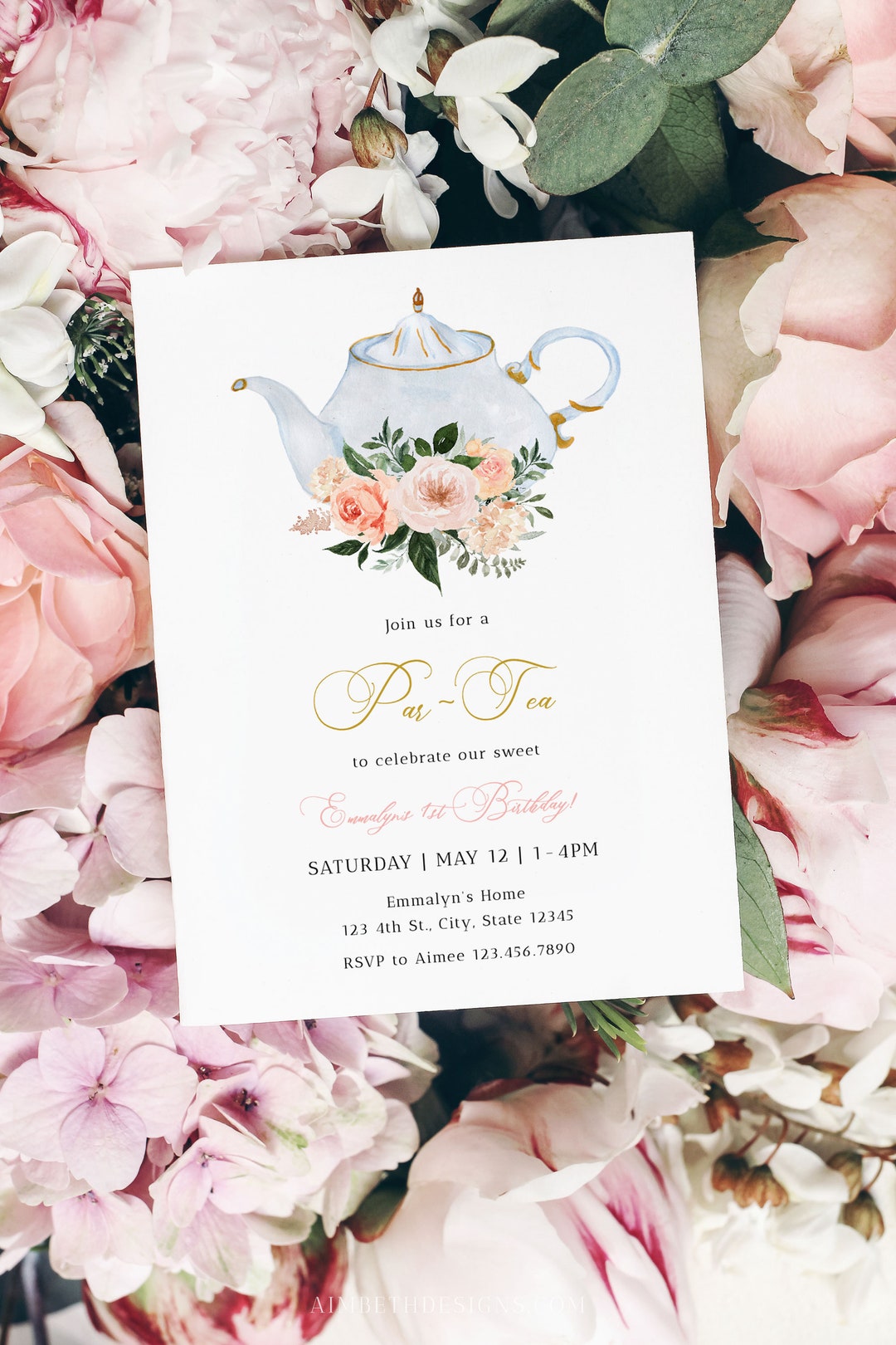 Tea Party Invitation, Par-tea Birthday Invitation, Garden Party Invite ...