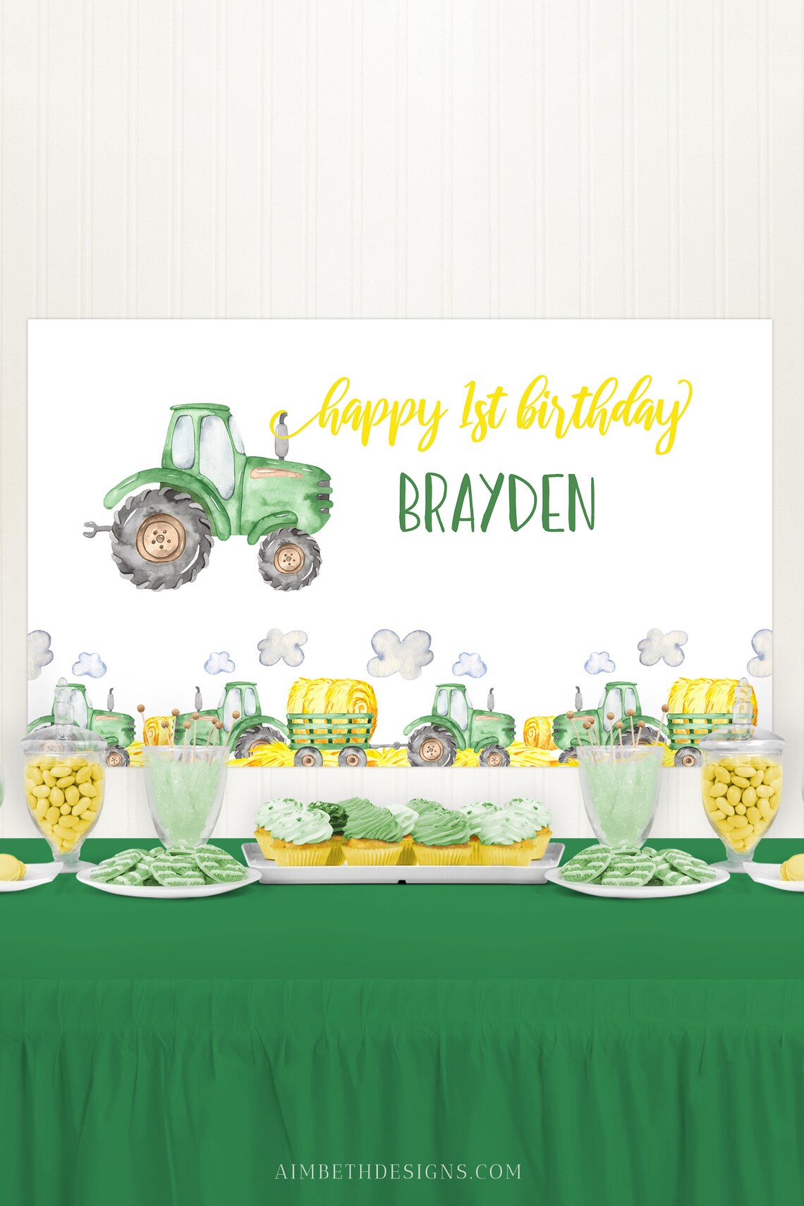 Tractor Backdrop, Green Tractor Birthday Backdrop, John Deere Birthday ...
