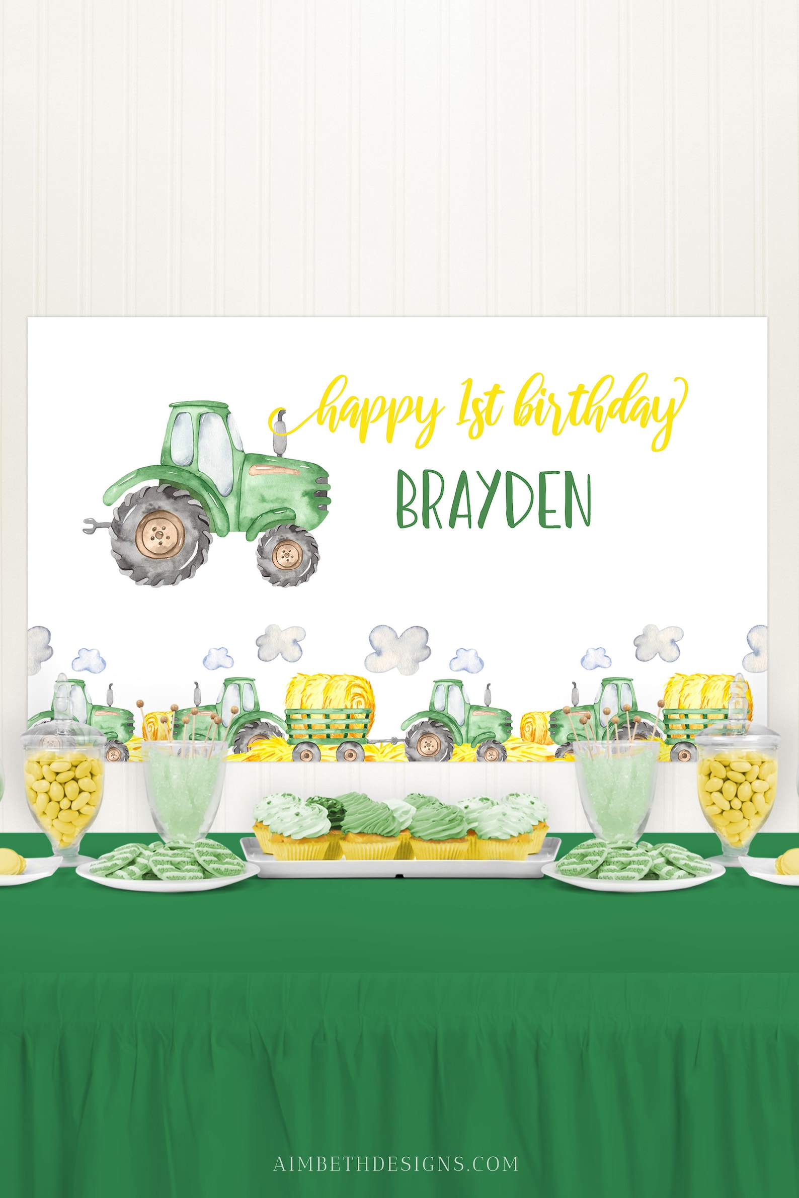 Tractor Backdrop, Green Tractor Birthday Backdrop, John Deere Birthday ...