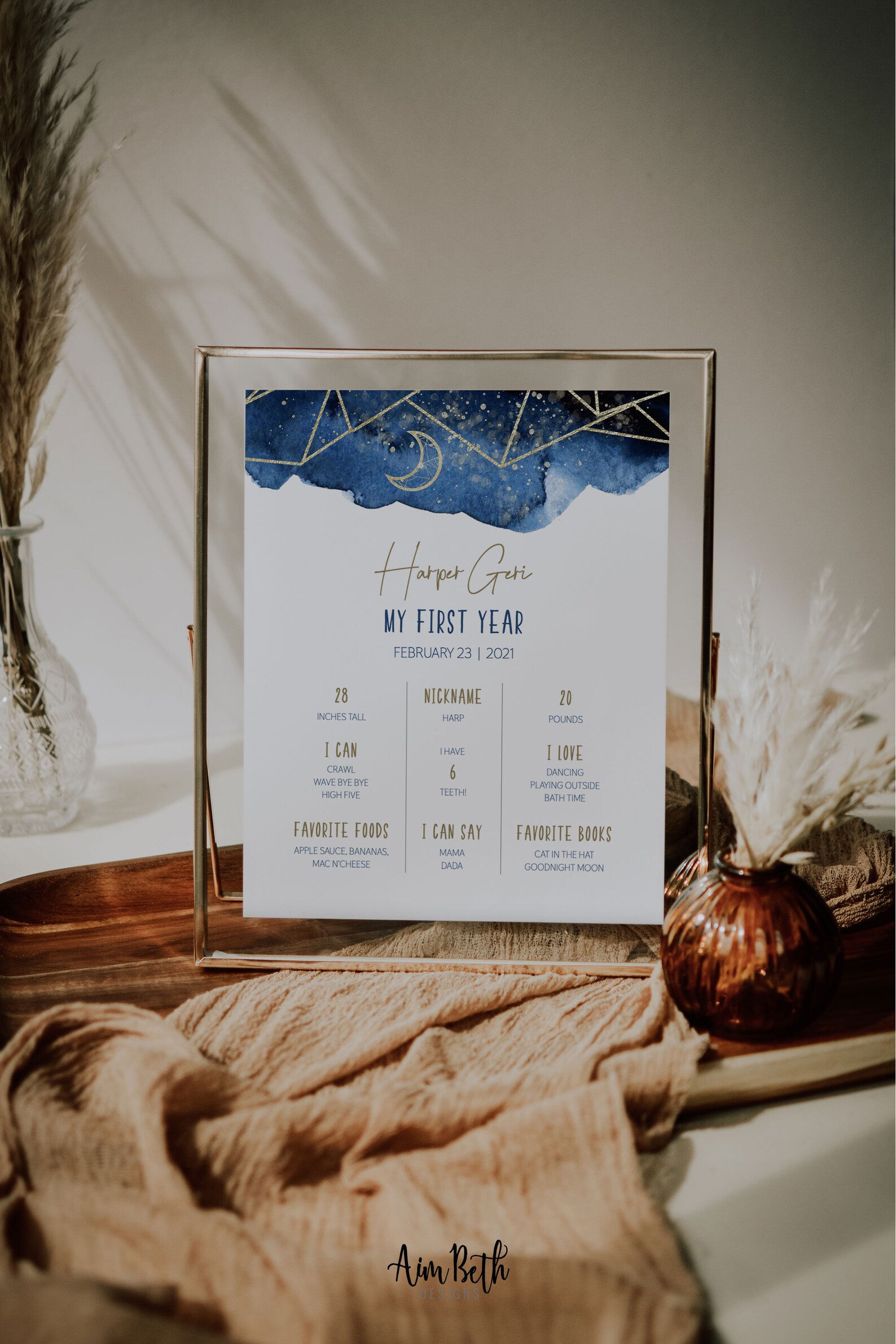 Celestial Milestone Poster Template, 1st Birthday Sign, Galaxy ...