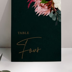 Jewel Tone Wedding Table Numbers Template, Emerald Green Wedding Table ...