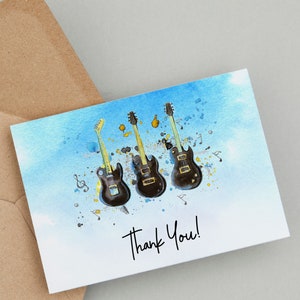 Rock and Roll Thank You Card, Rock Star Folded Thank You Card, Rock and ...