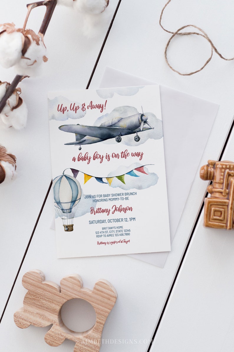 Airplane Baby Shower Invitation Vintage Airplane Baby Shower | Etsy