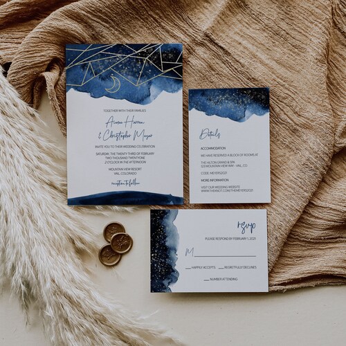 Celestial Star Chart Wedding Invitation Moon and Stars - Etsy