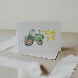 Green Tractor Thank You Card, John Deere Folded Thank You Card, Tractor ...