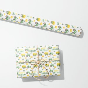 Tractor Wrapping Paper, John Deere Birthday Gift Wrap, Green Tractor ...