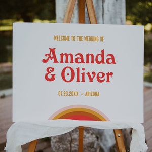 Retro Welcome Sign, Retro Wedding Welcome Sign Template, Groovy ...