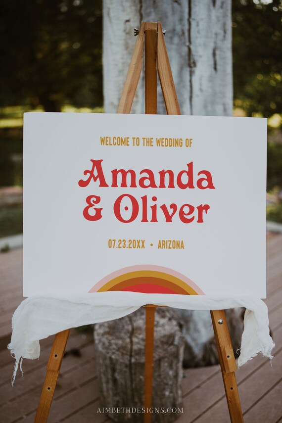 Retro Welcome Sign Retro Wedding Welcome Sign Template - Etsy