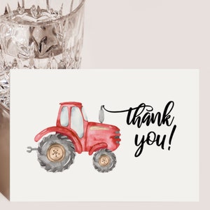Red Tractor Thank You Card, Tractor Folded Thank You Card, Tractor ...