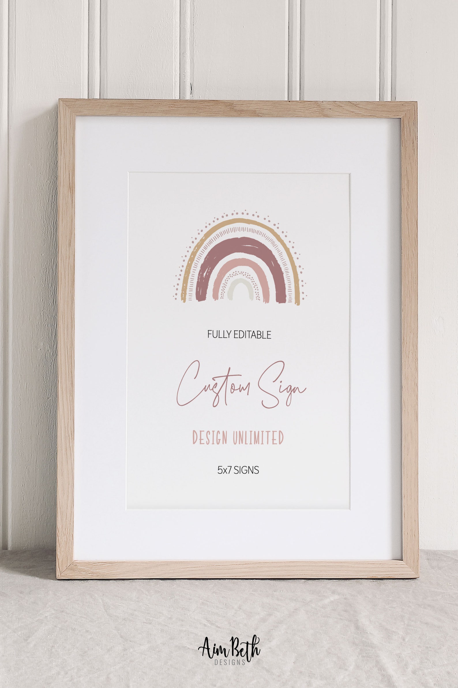 Boho Rainbow Custom Sign Template Rainbow Baby Shower Sign - Etsy