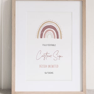 Boho Rainbow Custom Sign Template Rainbow Baby Shower Sign - Etsy
