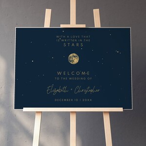 Starry Night Welcome Sign, Celestial Wedding Welcome Sign Template ...