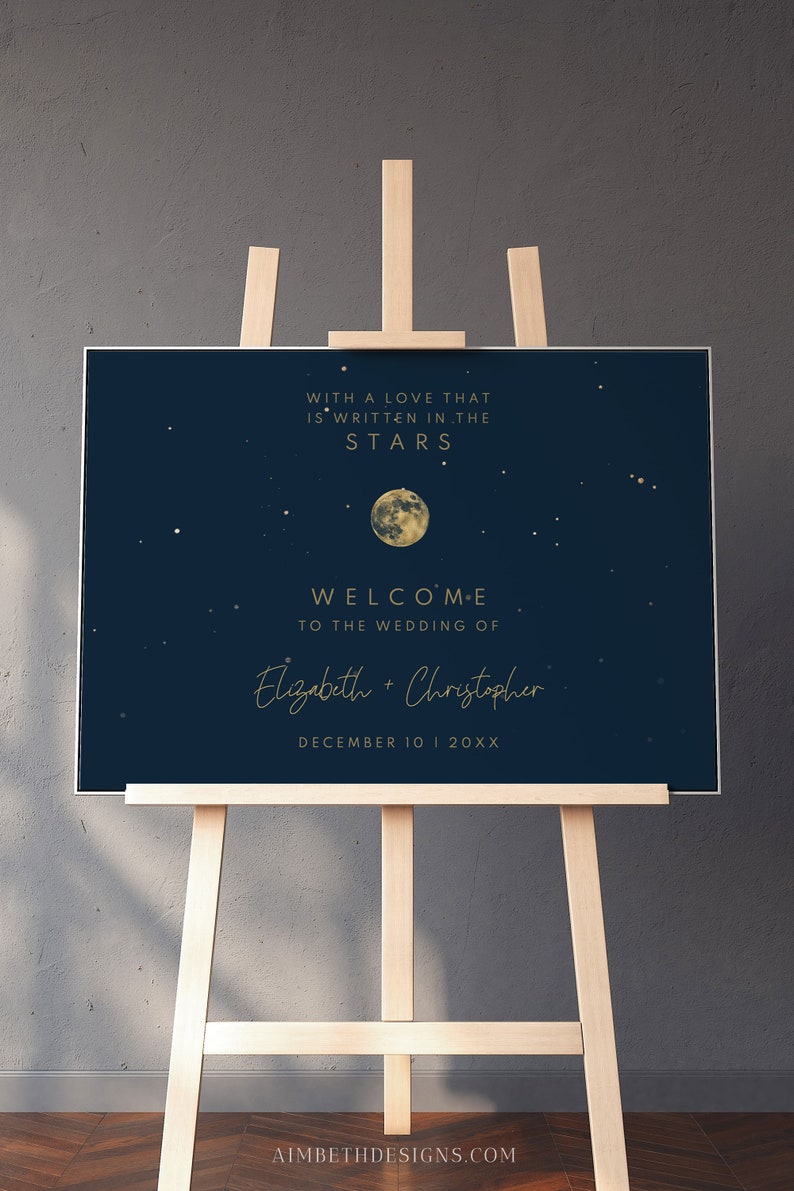 Starry Night Welcome Sign, Celestial Wedding Welcome Sign Template ...