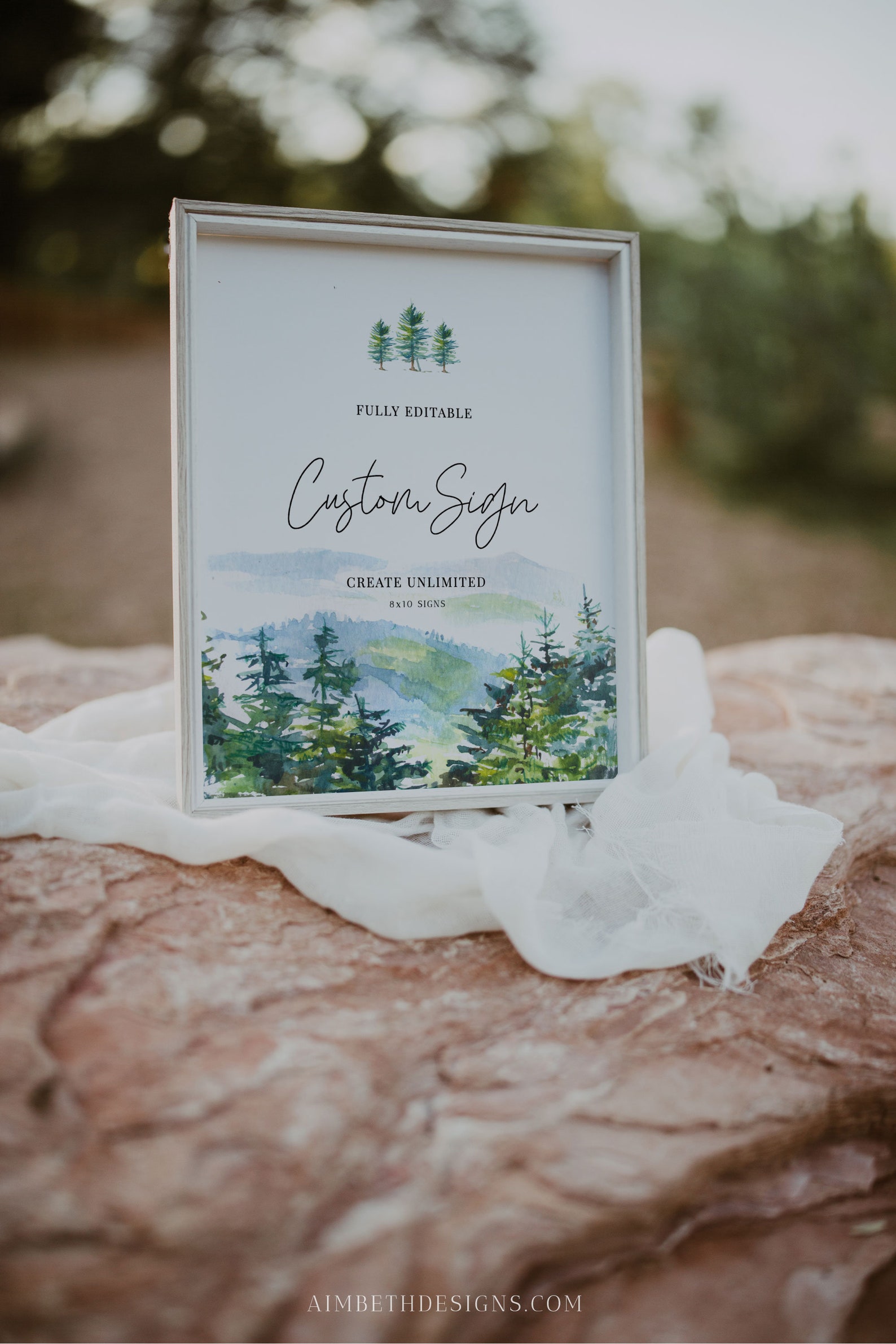 EDITABLE Mountain Custom Wedding Sign, 8x10 Custom Sign Template ...