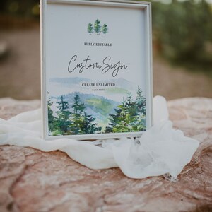 EDITABLE Mountain Custom Wedding Sign, 8x10 Custom Sign Template ...