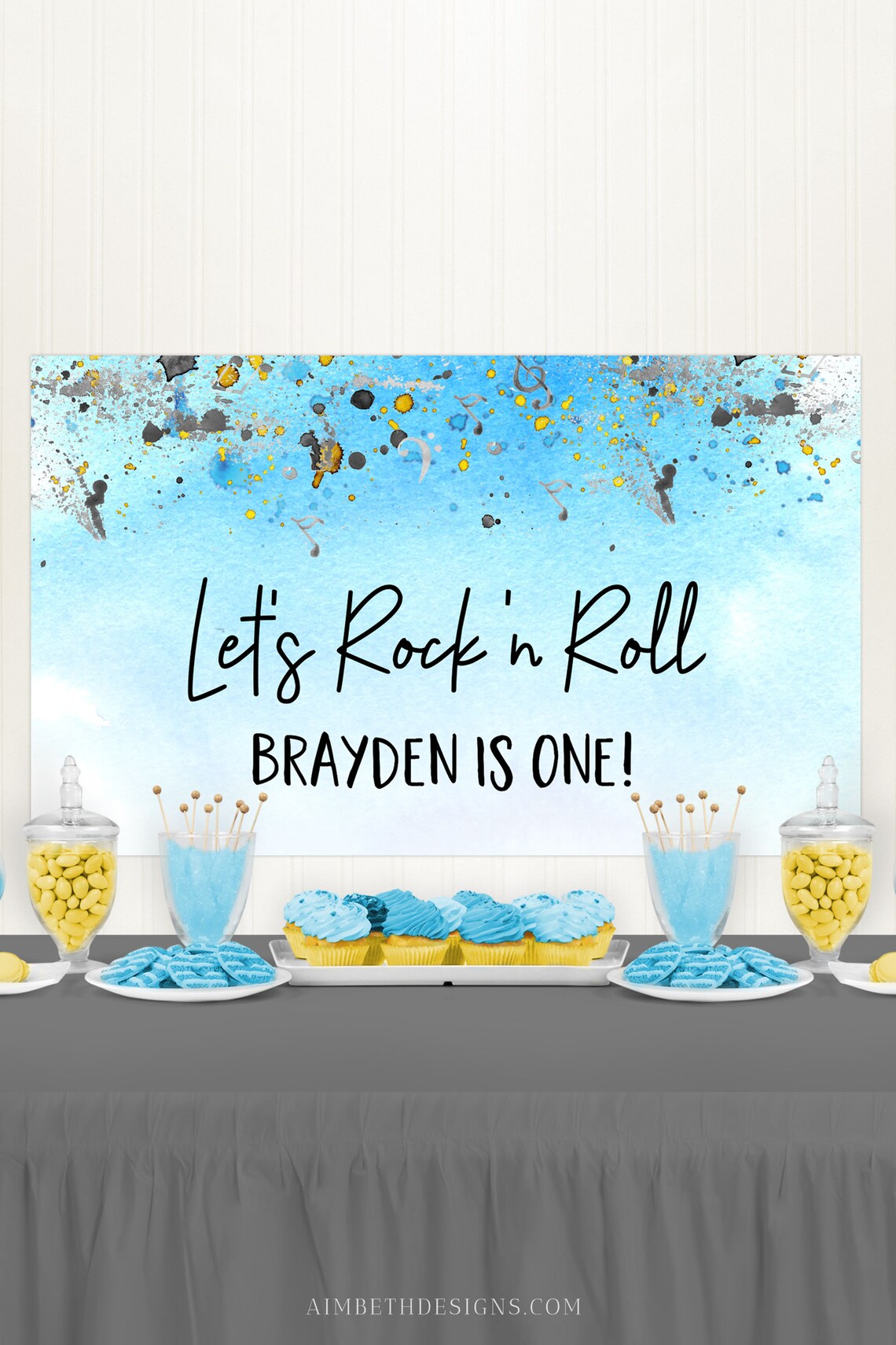 Rock and Roll Backdrop Rock and Roll Birthday Backdrop Rock - Etsy