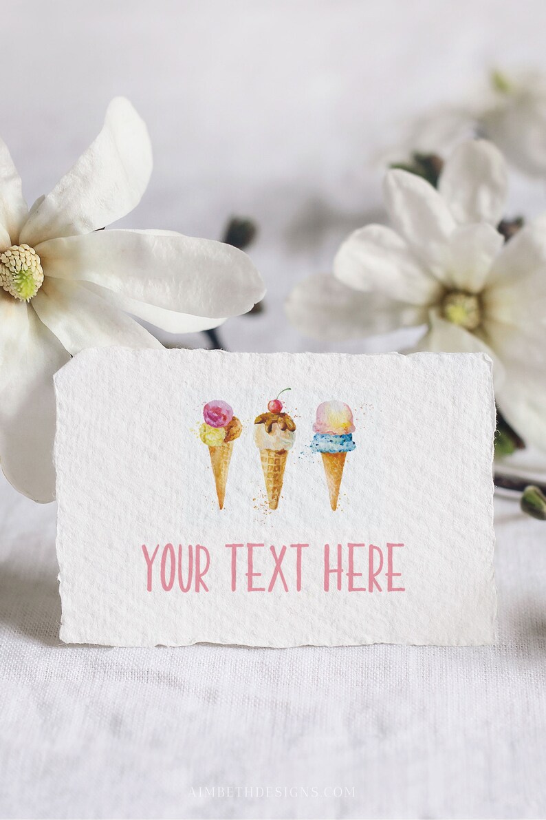 Ice Cream Food Cards, Ice Cream Party Food Labels, Ice Cream Birthday ...