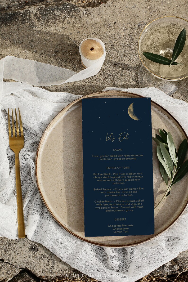 Starry Night Wedding Menu Template, Celestial Wedding Menu, Galaxy ...