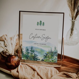 EDITABLE Mountain Custom Wedding Sign, 8x10 Custom Sign Template ...