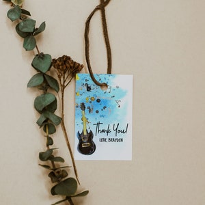 Rock and Roll Favor Tags, Rock 'n Roll Birthday Party Tags, Guitar ...