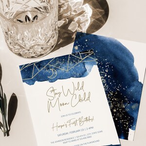 Moon Birthday Invitation Template, Stay Wild Moon Child Invite ...