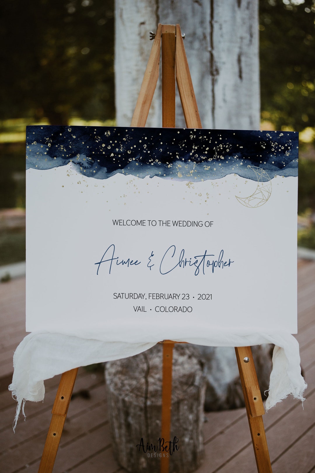 Celestial Wedding Welcome Sign Template, Starry Night Welcome Sign ...