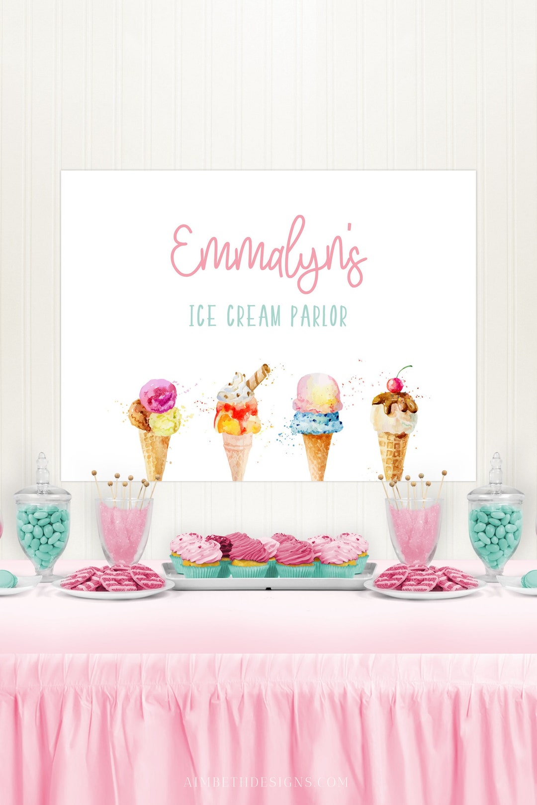 Ice Cream Birthday Backdrop, Ice Cream Backdrop, Ice Cream Birthday ...
