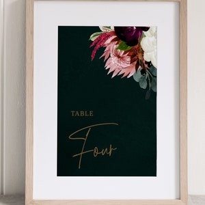 Jewel Tone Wedding Table Numbers Template, Emerald Green Wedding Table ...