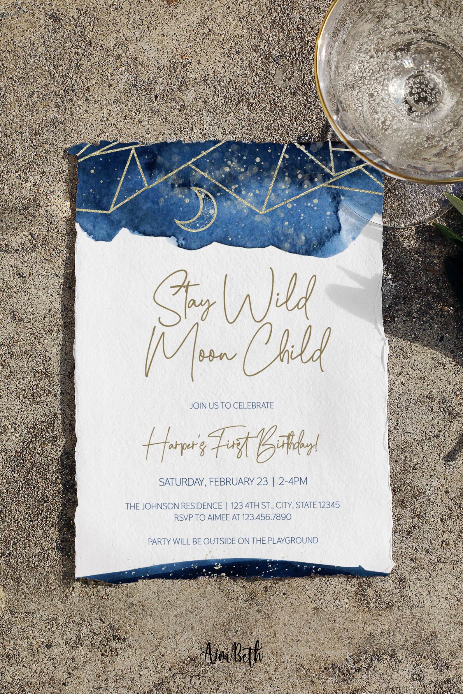 Moon Birthday Invitation Template Stay Wild Moon Child - Etsy