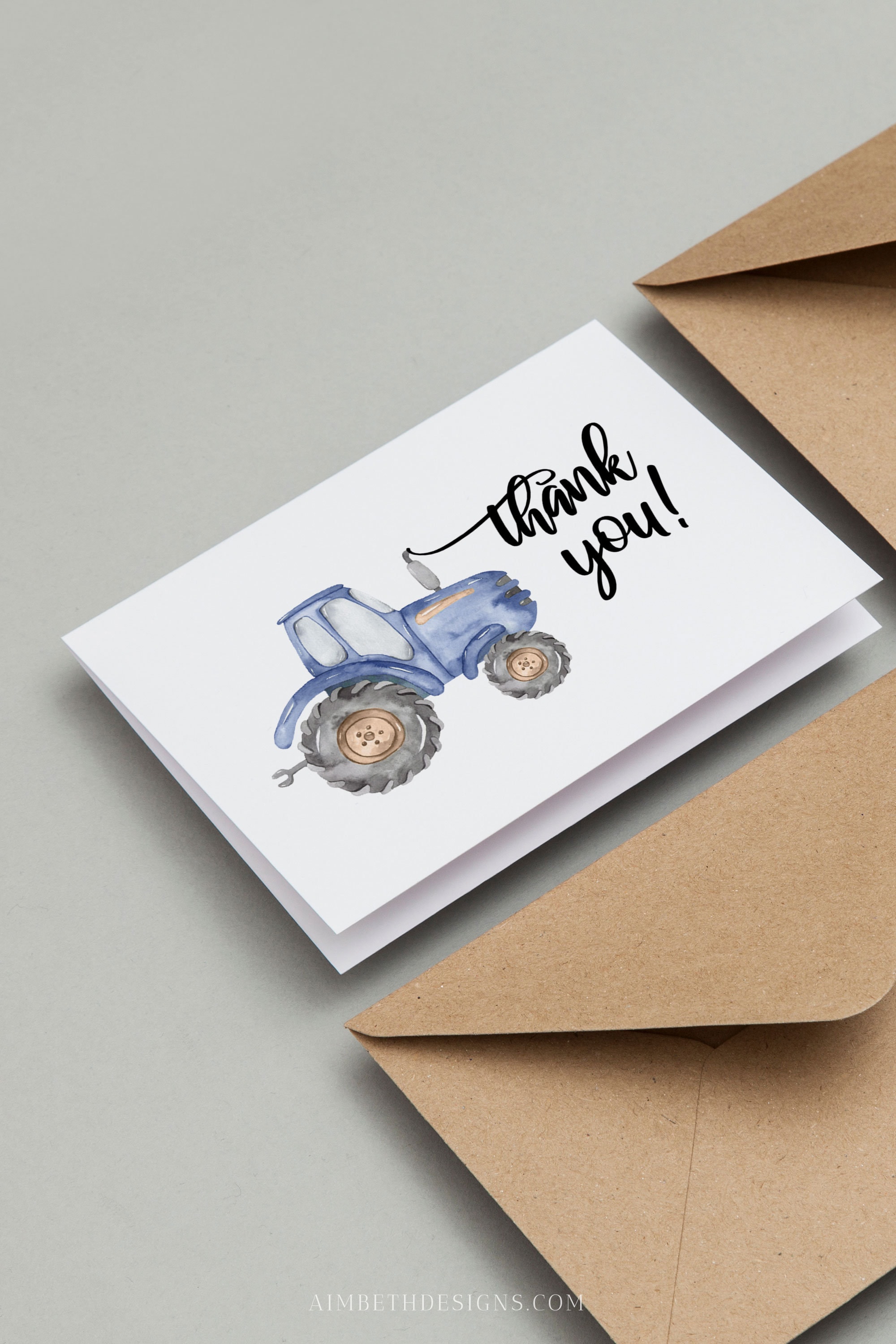 Blue Tractor Thank You Card New Holland Folded Thank You | Etsy