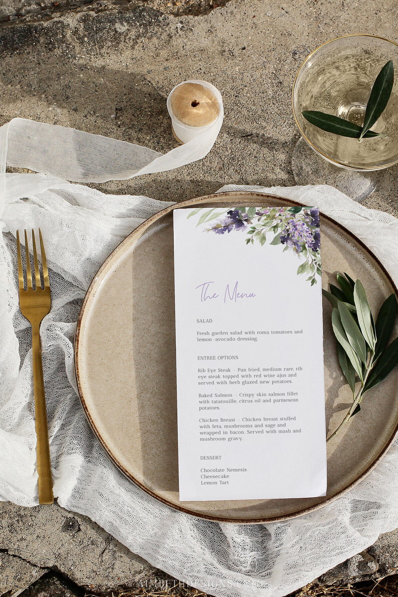 Lavender Wedding Menu Template Printable Menu Card Lavender | Etsy