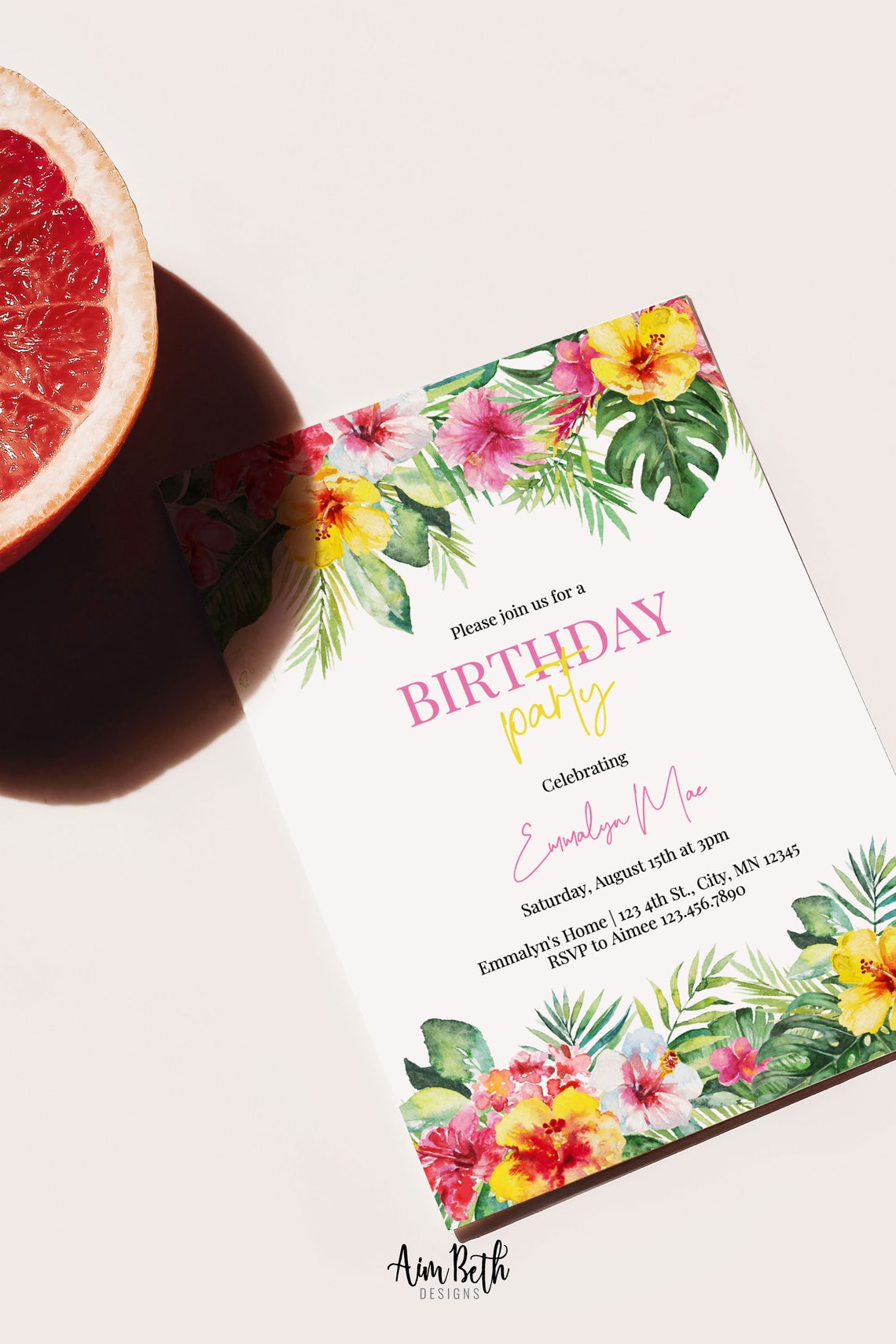 Tropical Birthday Invitation Template Tropical Birthday Party | Etsy