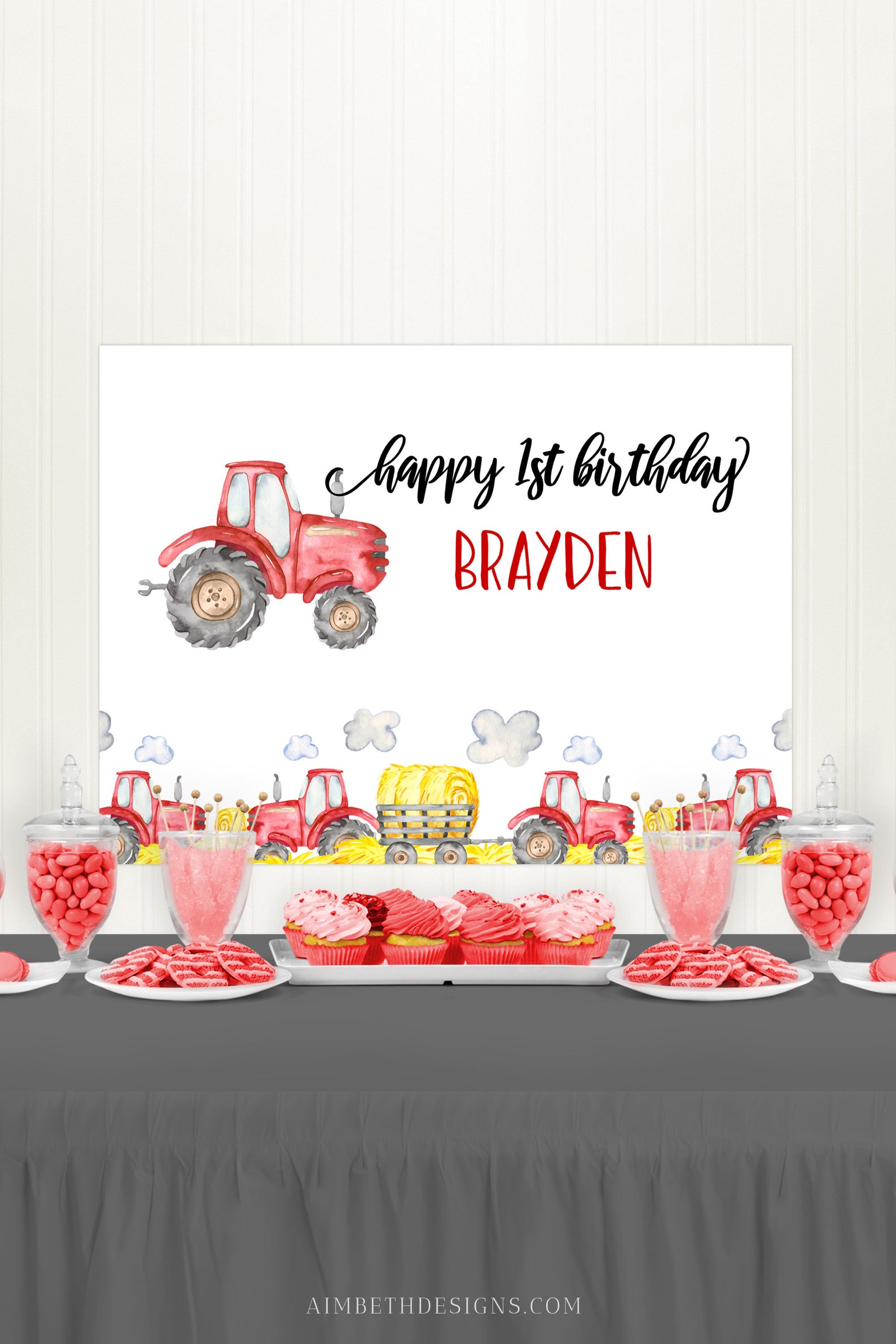 Tractor Backdrop Red Tractor Birthday Backdrop International - Etsy