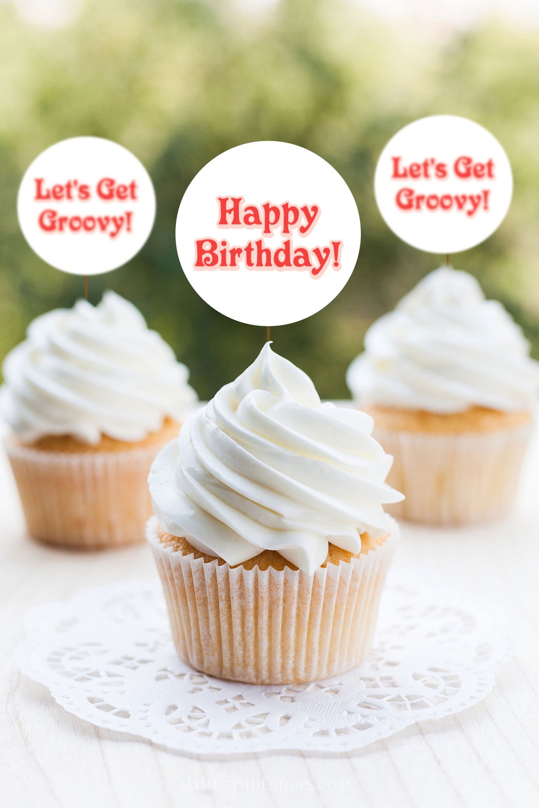Retro Cupcake Toppers, Printable Groovy Cupcake Toppers, Retro Birthday ...