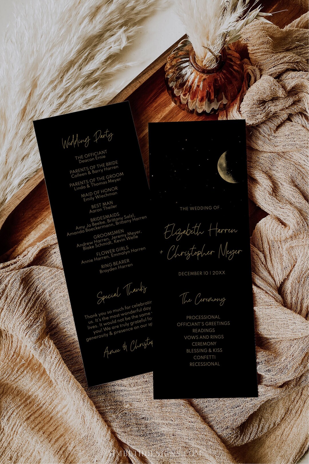 Starry Night Wedding Program, Celestial Wedding Program Template ...