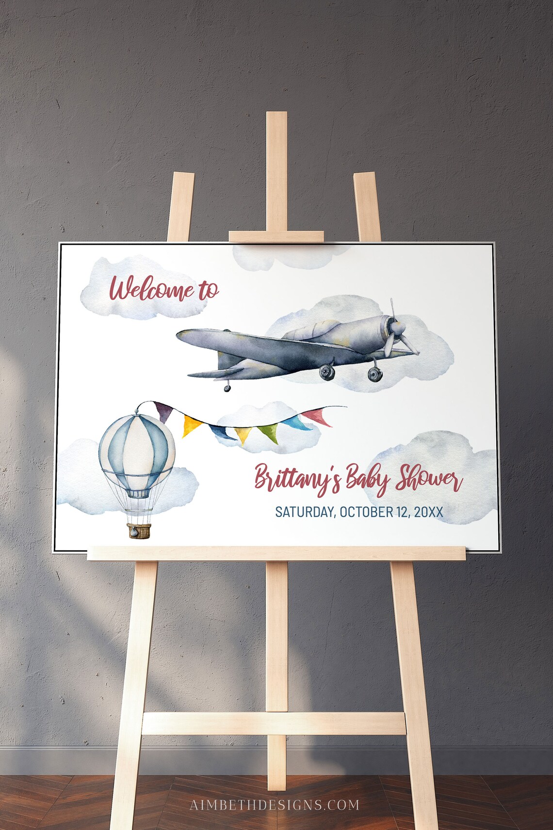 Airplane Baby Shower Welcome Sign Template, Airplane Birthday Welcome ...