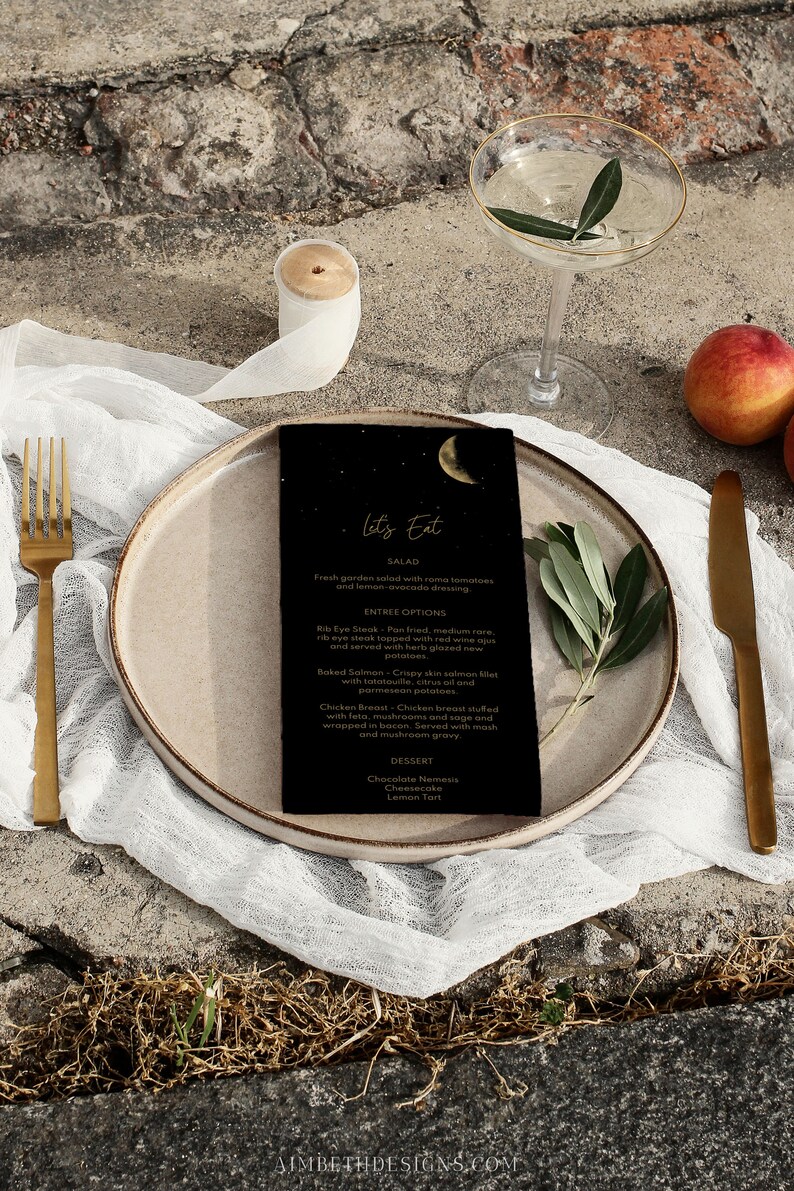 Starry Night Wedding Menu Template, Celestial Wedding Menu, Galaxy ...