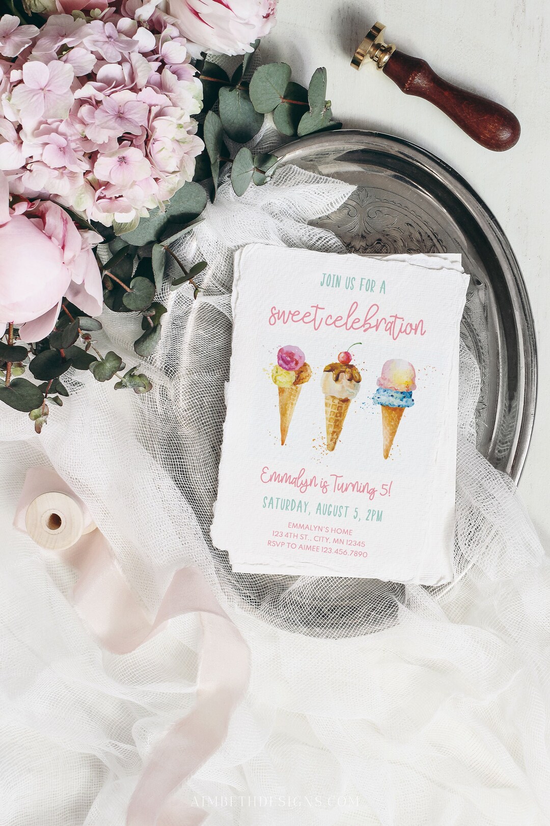 Ice Cream Invitation, Ice Cream Party Invitation Template, Ice Cream ...