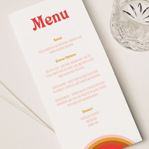 Retro Wedding Menu Template, Modern Vintage Wedding Menu, 70s Wedding ...