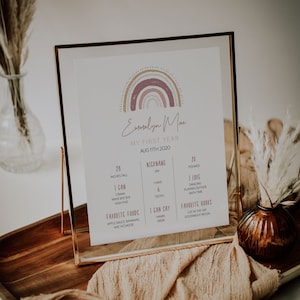 Boho Rainbow Milestone Poster Template, 1st Birthday Sign, Boho ...