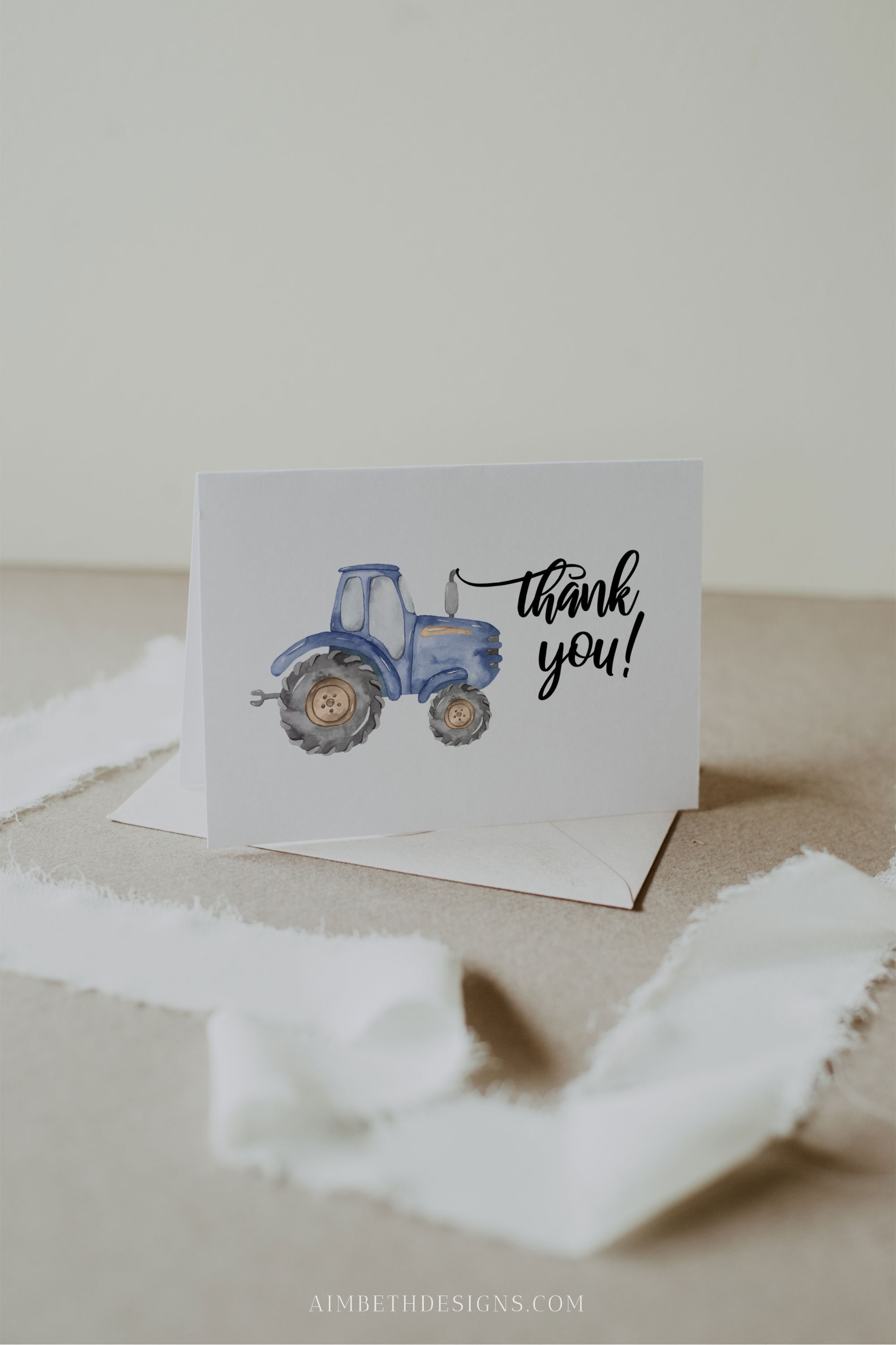 Blue Tractor Thank You Card New Holland Folded Thank You | Etsy
