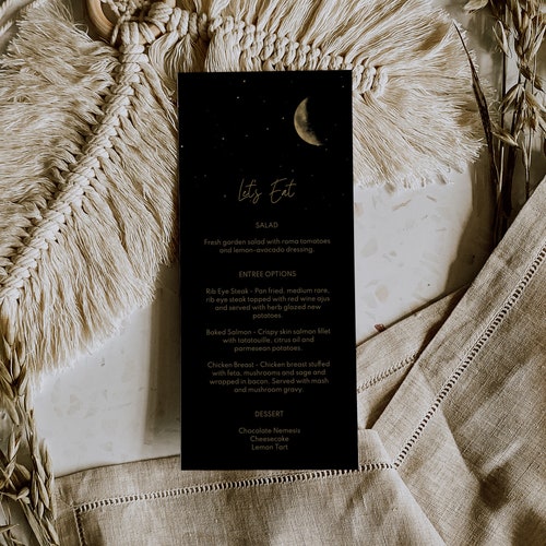 Starry Night Wedding Menu Template Printable Space Star Menus - Etsy