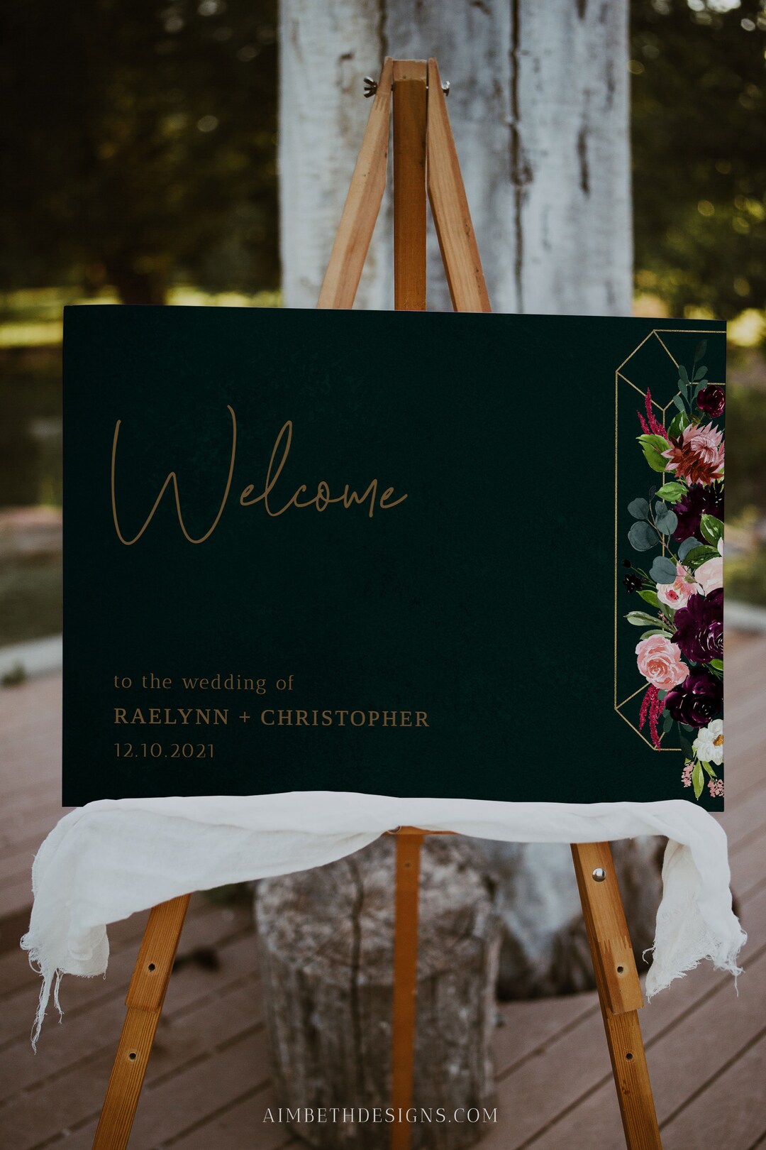 Jewel Tone Wedding Welcome Sign Template, Moody Wedding Signage ...
