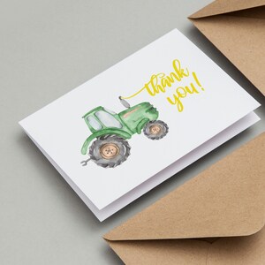 Green Tractor Thank You Card, John Deere Folded Thank You Card, Tractor ...