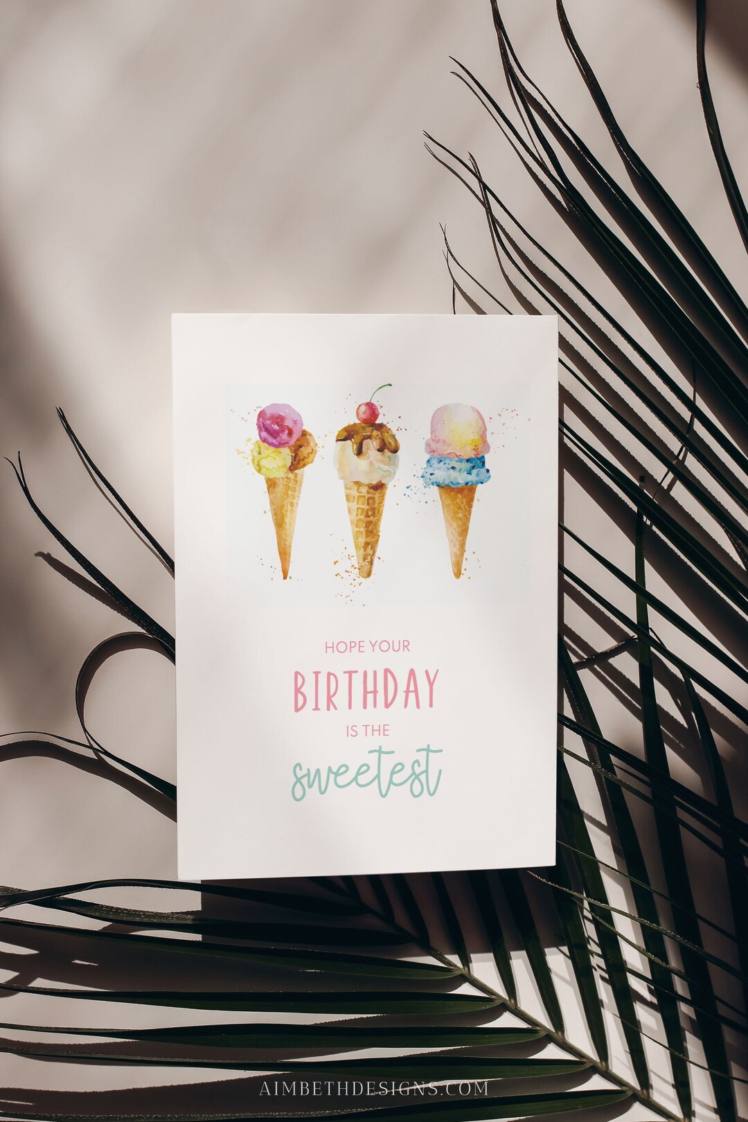 Ice Cream Card, Ice Cream Birthday Card, Printable Ice Cream Card ...